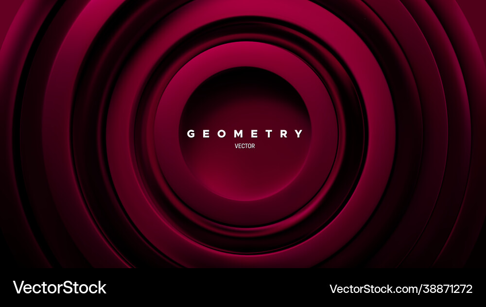 Dark red concentric rings geometric background Vector Image