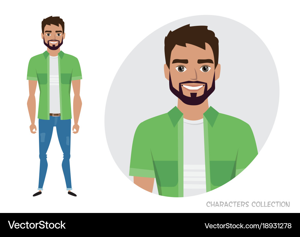 Men with beard in casual cloth Royalty Free Vector Image