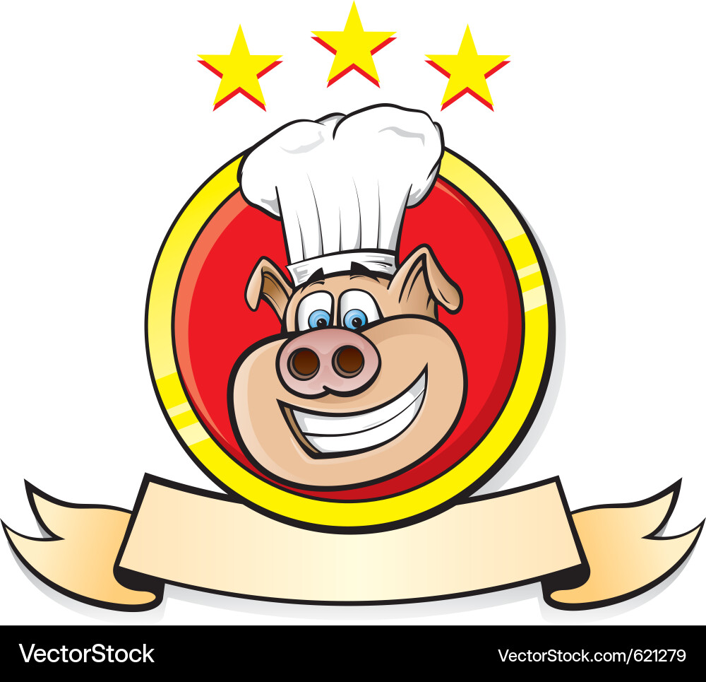 Pig chef head Royalty Free Vector Image - VectorStock