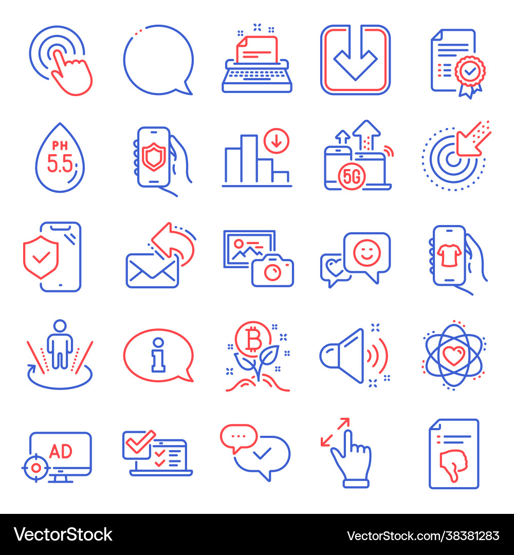 Technology icons set included icon as certificate Vector Image