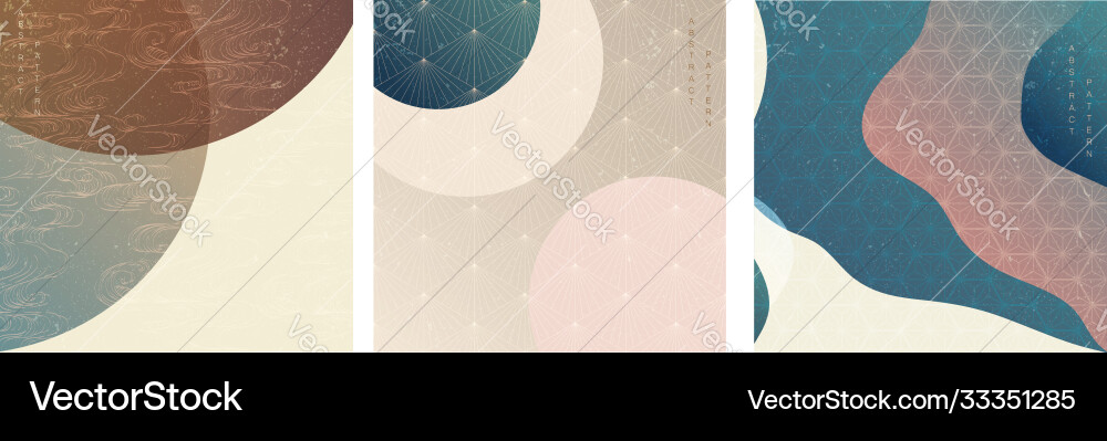 Japanese template geometric background set Vector Image