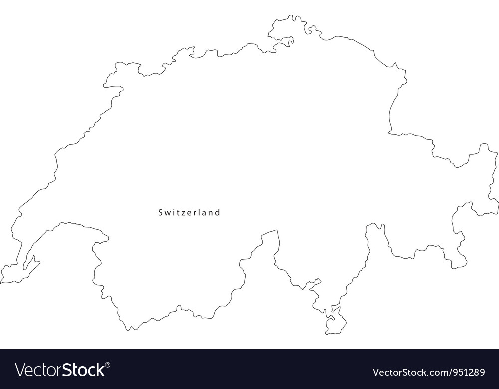 Black White Switzerland Outline Map Vector Image by bfordyce - Image ...