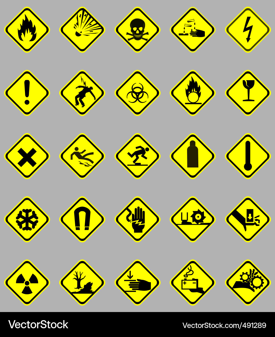 Hazard signs set Royalty Free Vector Image - VectorStock