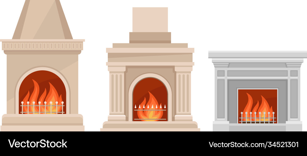 Stone fireplace or hearth with mantelpiece Vector Image