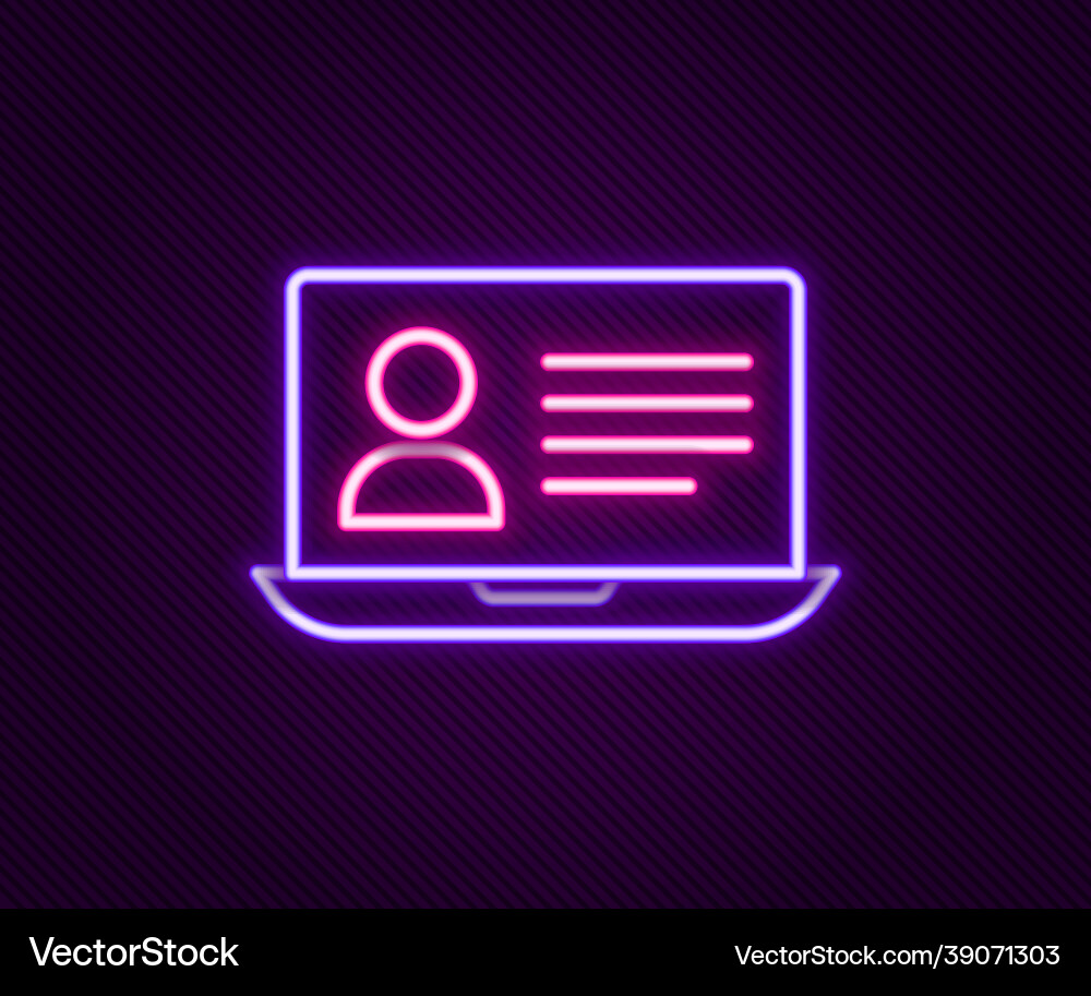 Glowing neon line online class icon isolated Vector Image