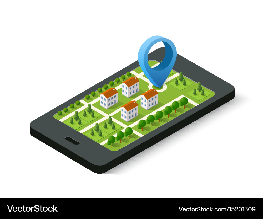 Isometric 3d navigation sign and pin symbol Vector Image