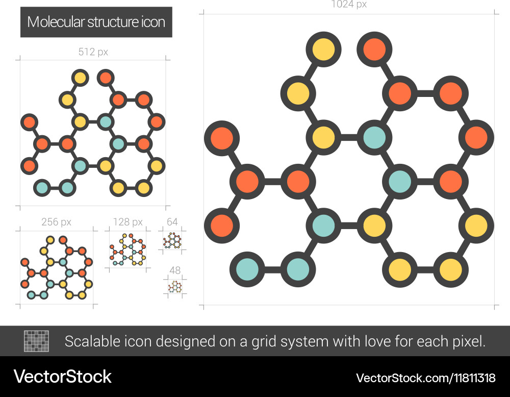 Molecular structure line icon Royalty Free Vector Image