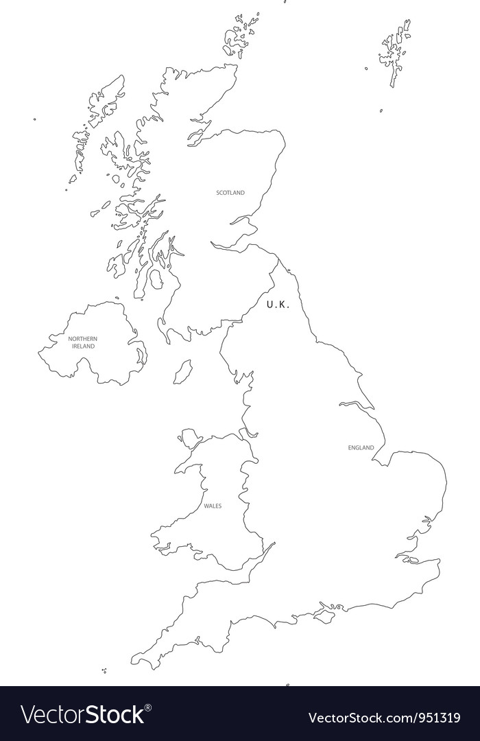 Black White United Kingdom Outline Map Vector Image by bfordyce - Image ...
