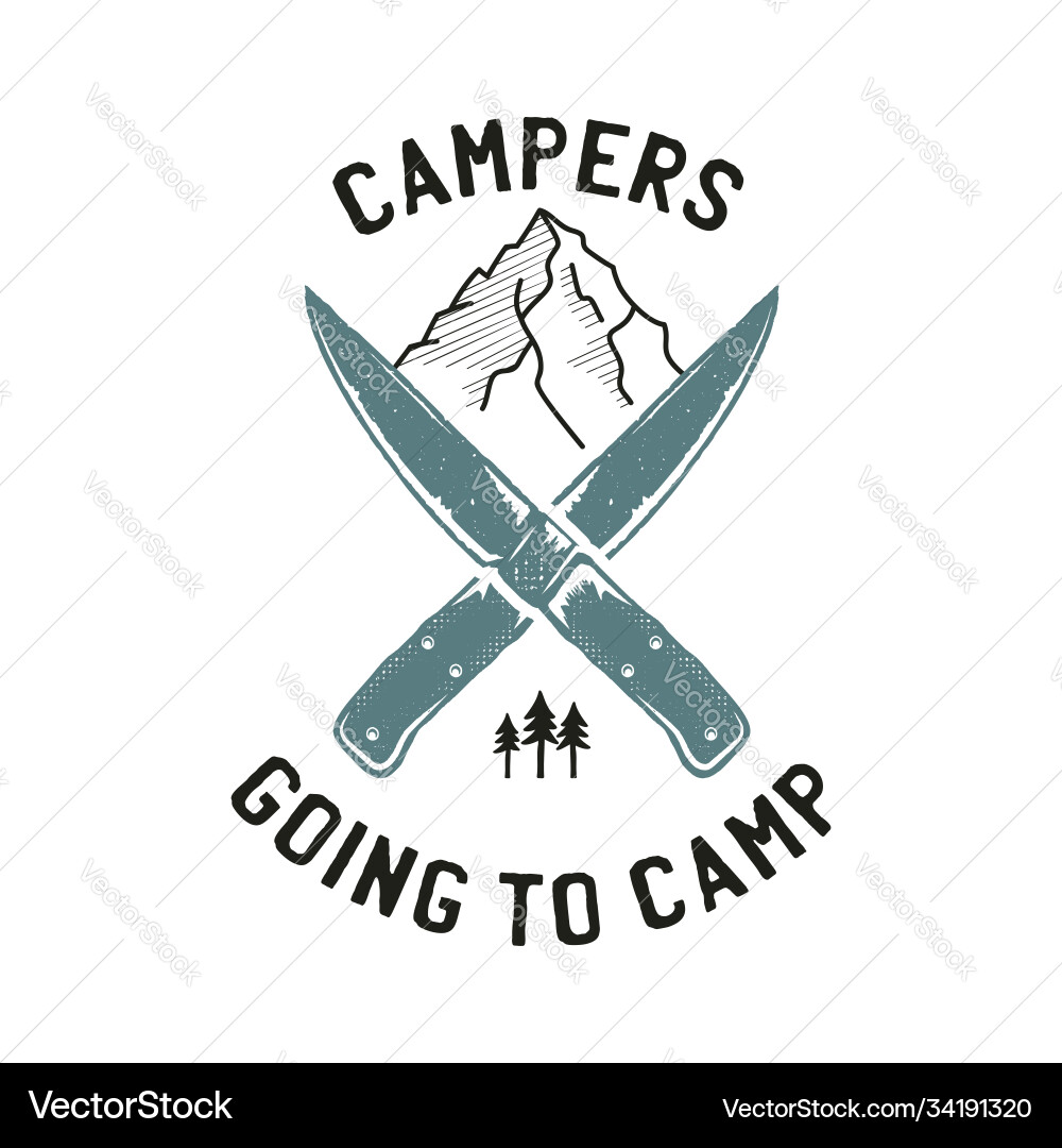 Camping adventure logo emblem design Royalty Free Vector
