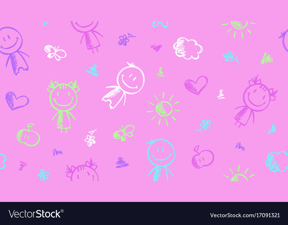 Seamless pattern with kids Royalty Free Vector Image