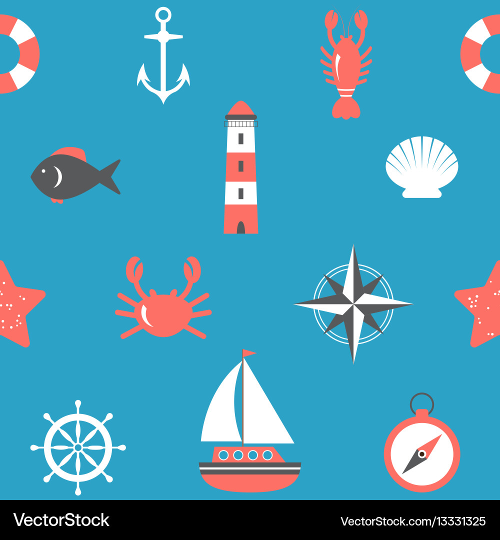 Marine seamless pattern nautical background sea Vector Image