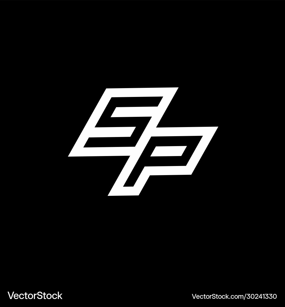Sp logo monogram with up to down style negative Vector Image