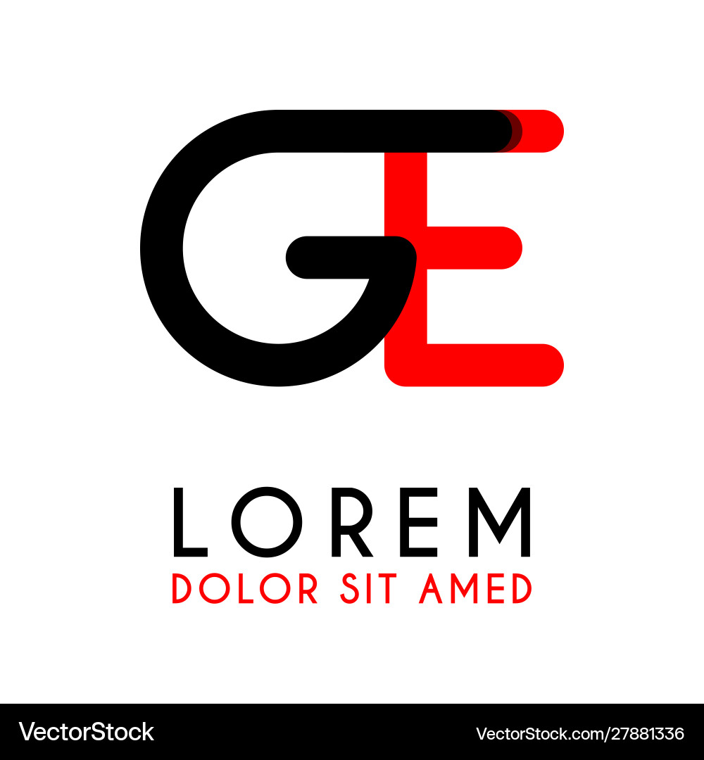 Initial letter ge with red black and has rounded Vector Image