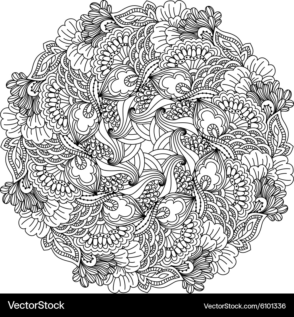 Round element for coloring book Royalty Free Vector Image