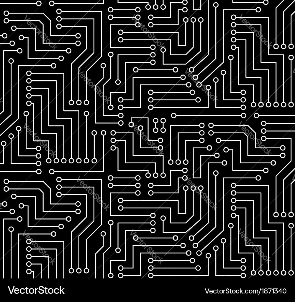 Black and White Printed Circuit Board Royalty Free Vector
