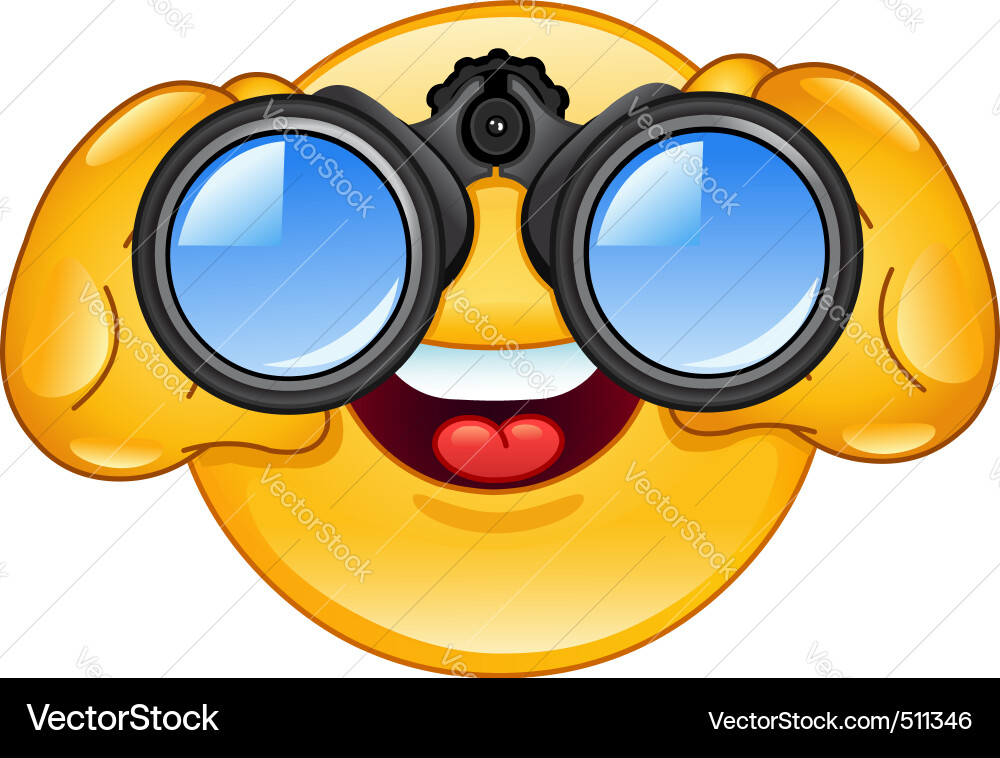 Binoculars emoticon Royalty Free Vector Image - VectorStock
