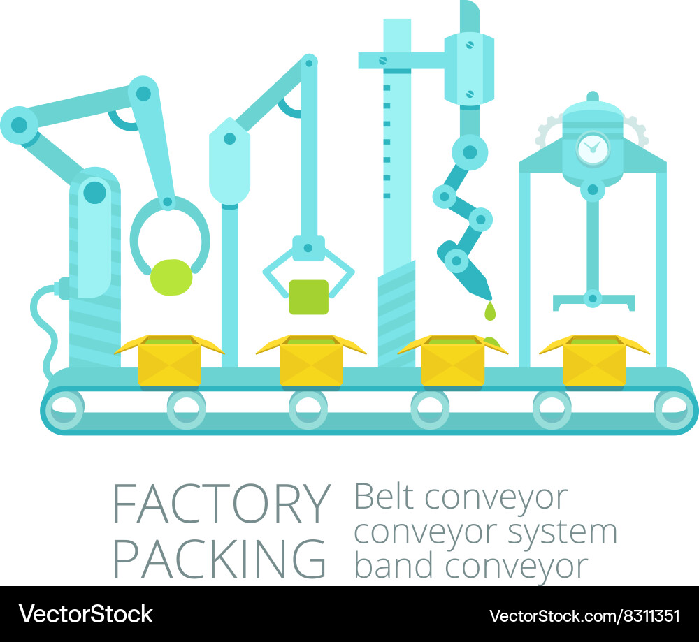 Conveyor factory packing Royalty Free Vector Image