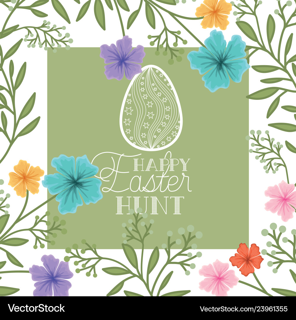 Happy easter hunt label isolated icon Royalty Free Vector