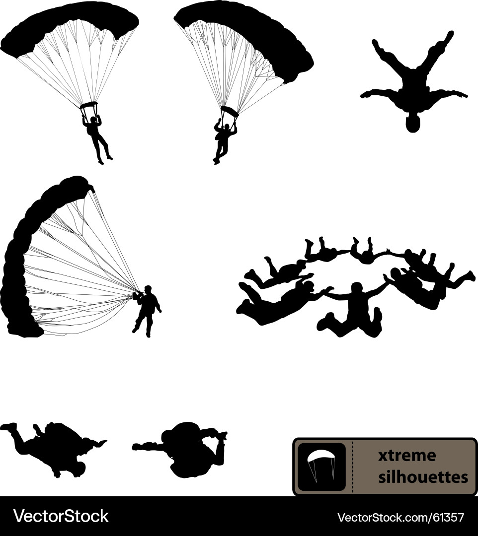 Skydiving silhouettes Royalty Free Vector Image