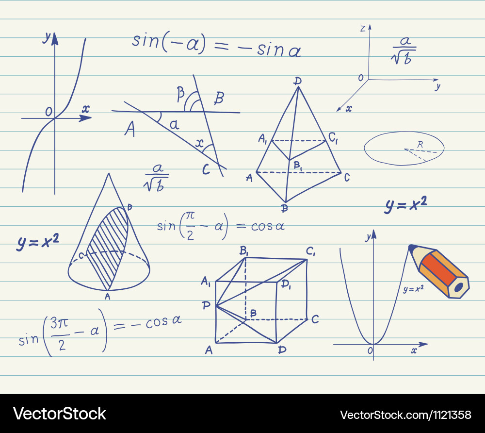 Mathematics sketches on school board Royalty Free Vector