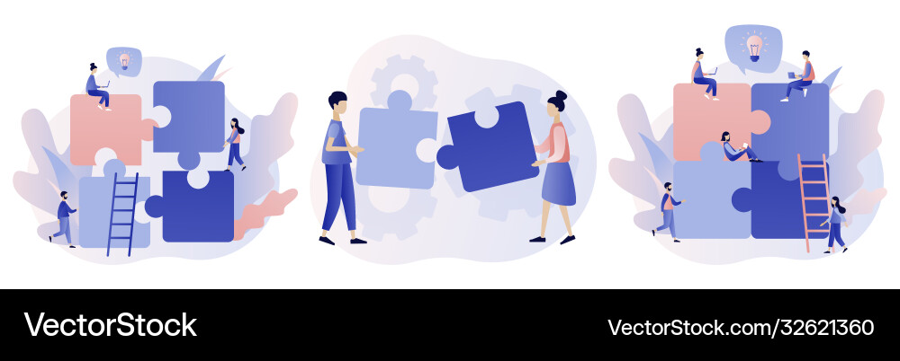 Teamwork concept team metaphor people connecting Vector Image
