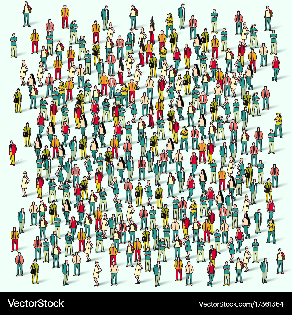 Large group of people crowded on white background Vector Image
