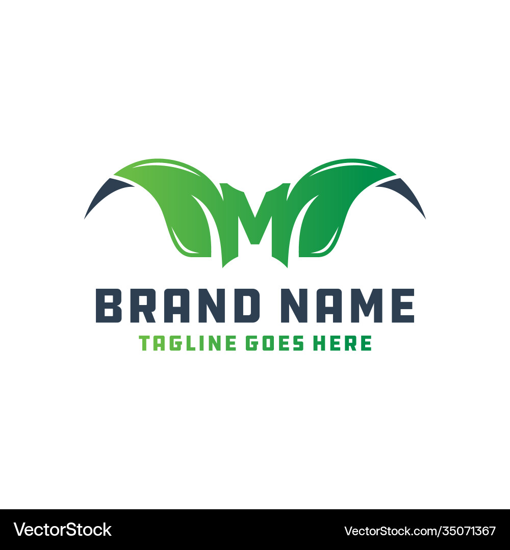 Leaf logo shaped letter m Royalty Free Vector Image