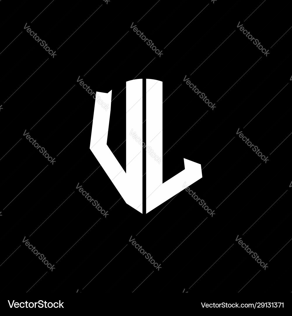 Vl monogram letter logo ribbon with shield style Vector Image