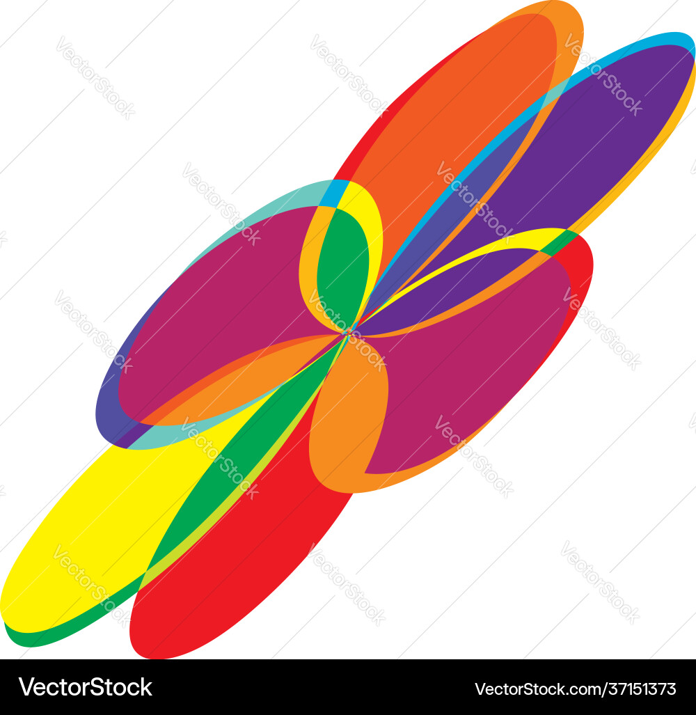Abstract flower-like curvy colourful rounded Vector Image
