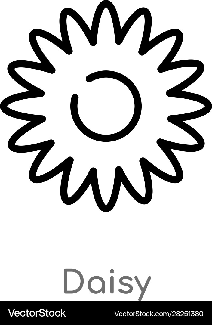 Outline daisy icon isolated black simple line Vector Image