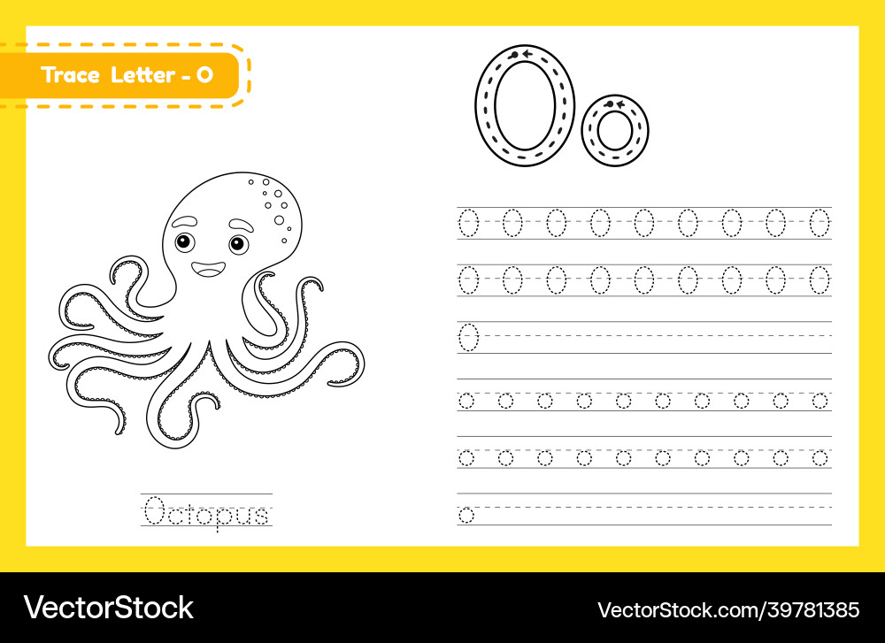 Trace letter o uppercase and lowercase alphabet Vector Image