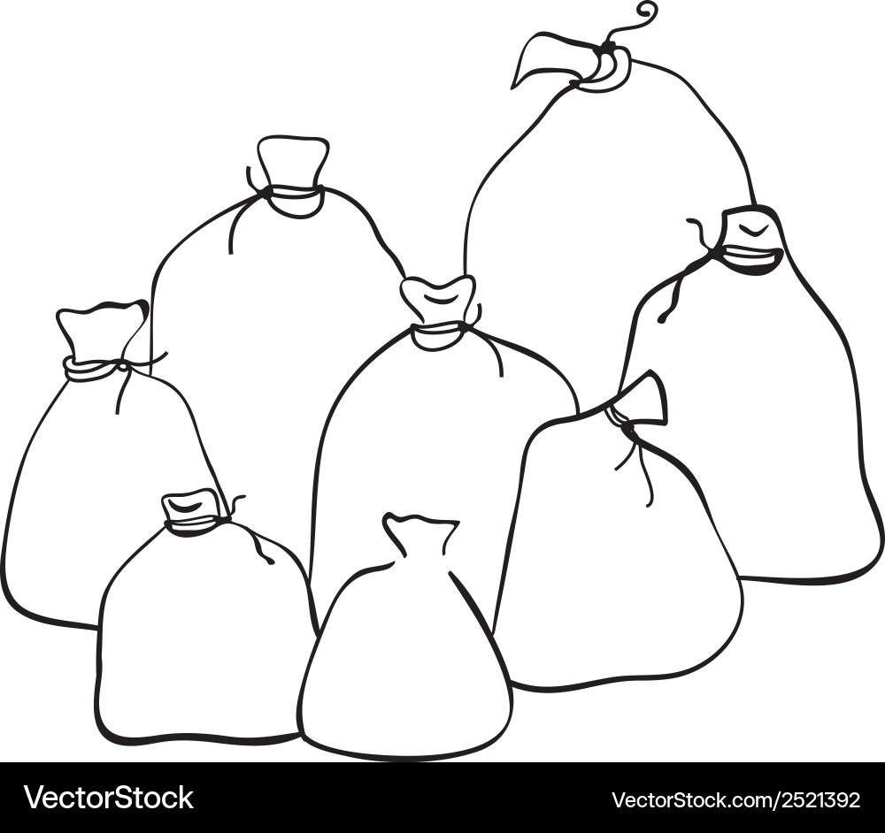 Outline group of sacks Royalty Free Vector Image