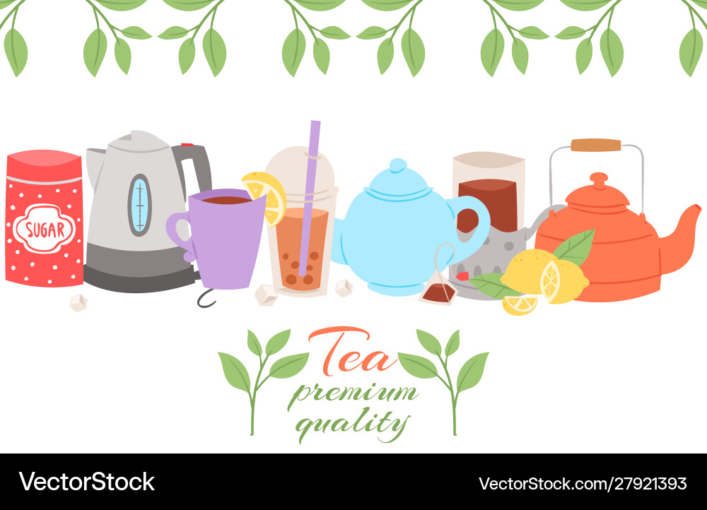 Tea party collection cup Royalty Free Vector Image
