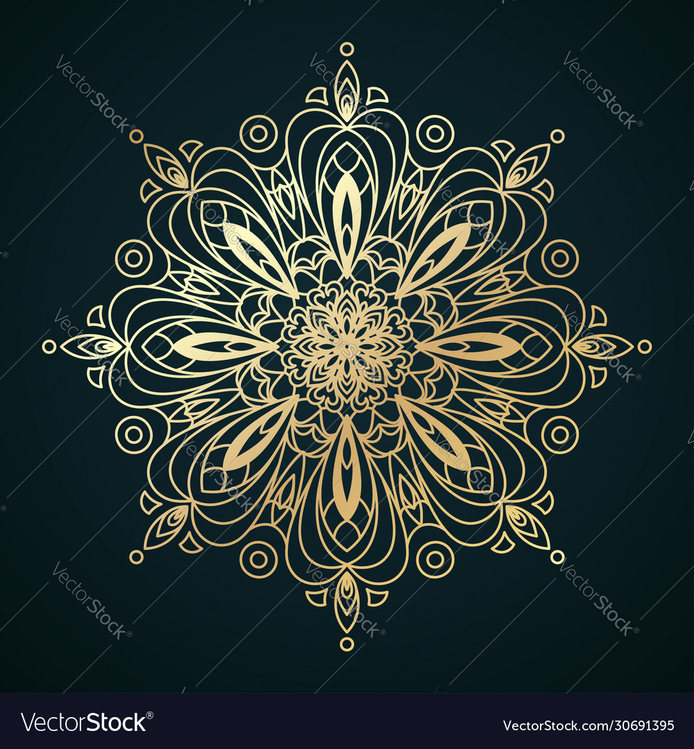 Golden mandala pattern Royalty Free Vector Image