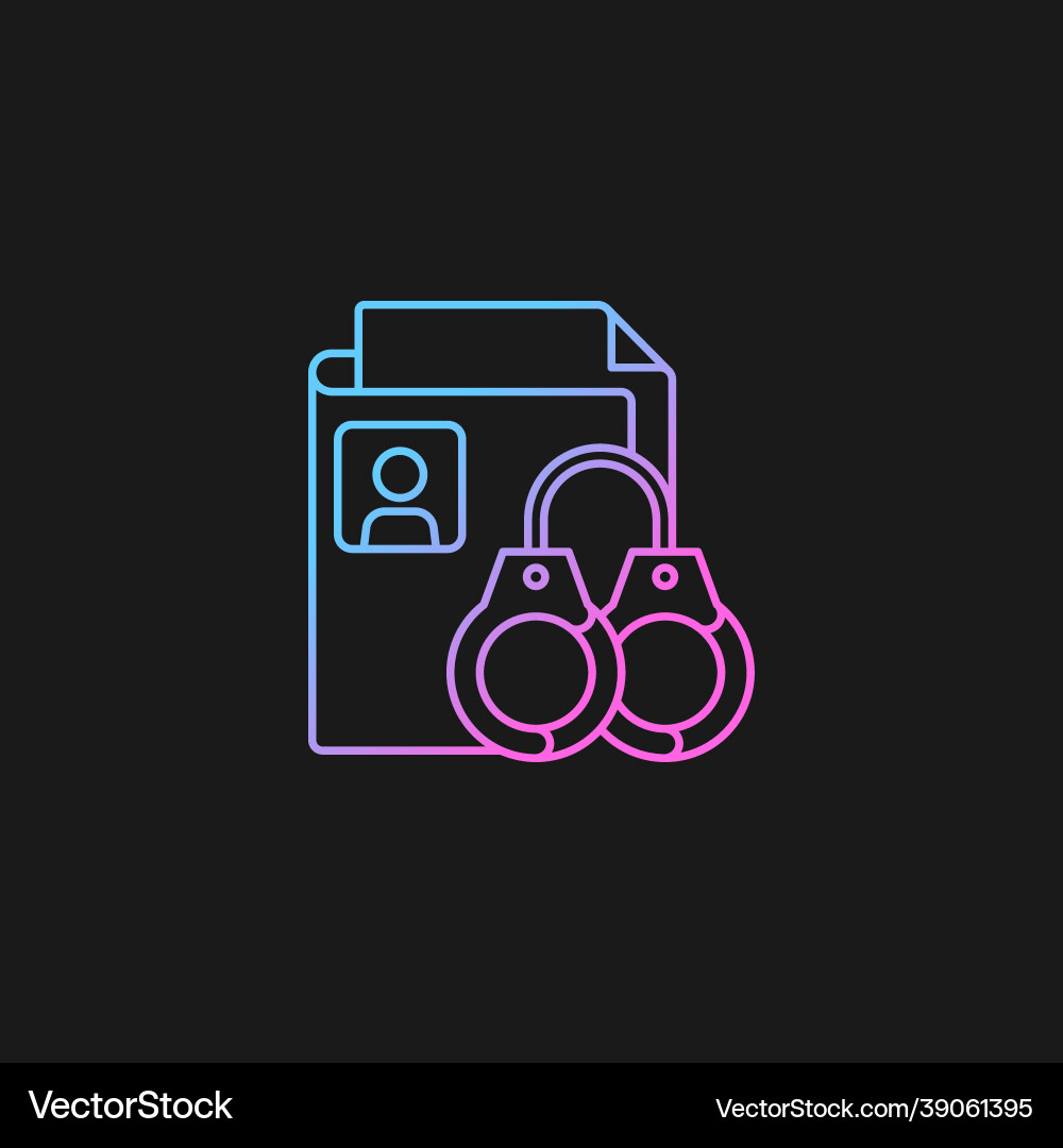 Sealing criminal records gradient icon for dark Vector Image
