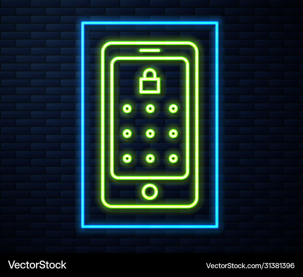 Glowing neon line mobile phone and graphic Vector Image
