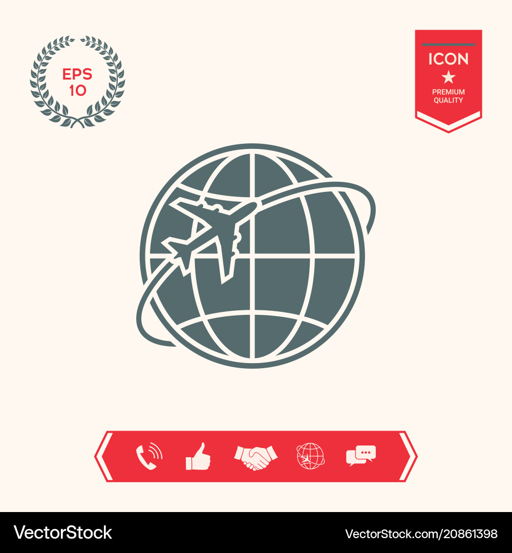 Airplane fly around the planet earth logo Vector Image