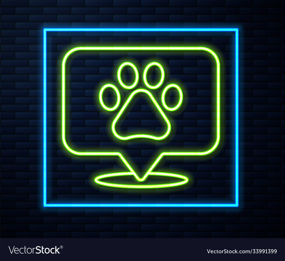Glowing neon line map pointer with veterinary Vector Image Glowing neon line map pointer with veterinary Vector Image