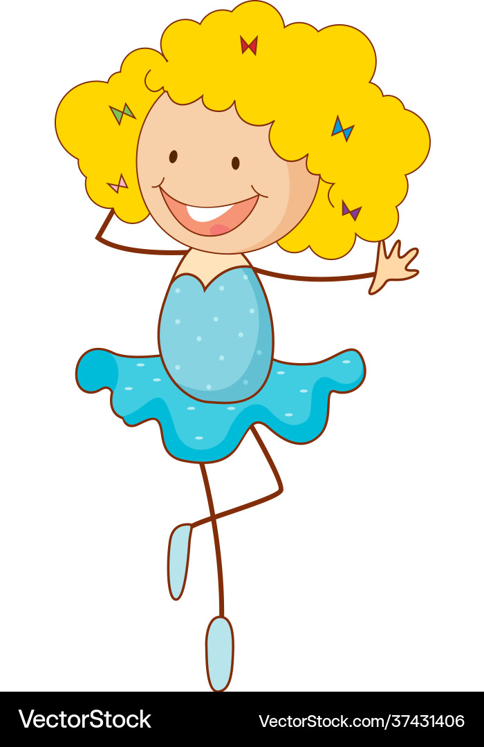 A doodle ballet dancer cartoon character isolated Vector Image