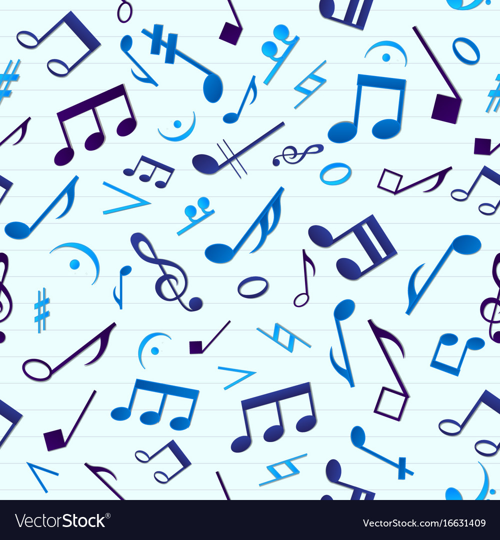 Blue music seamless pattern Royalty Free Vector Image