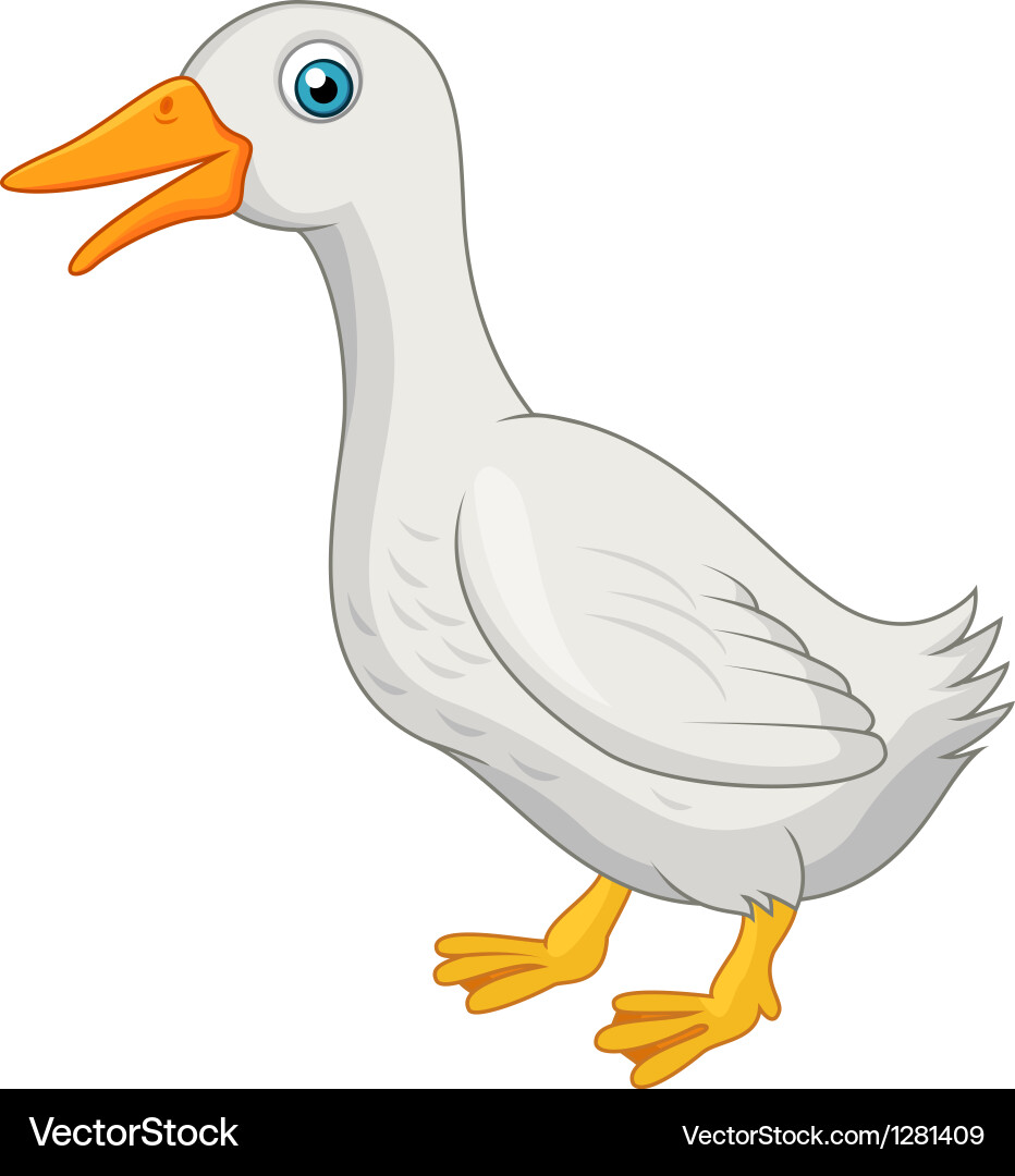 Cute white duck cartoon Royalty Free Vector Image