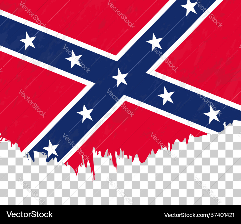 Grunge-style flag confederate on a transparent Vector Image