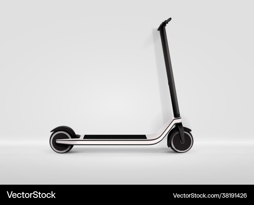 Electric scooter realistic monochrome Royalty Free Vector