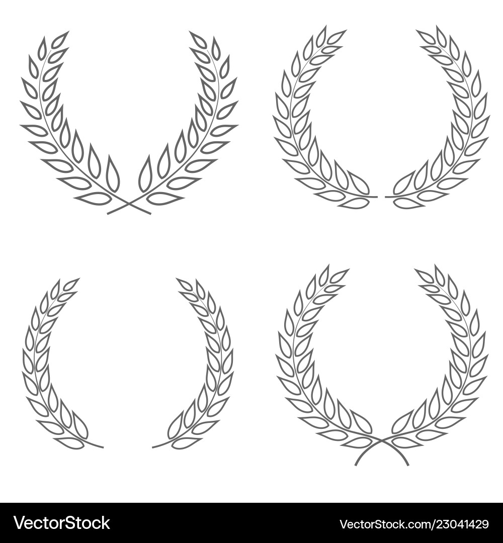 Set four laurel wreaths different shapes Vector Image