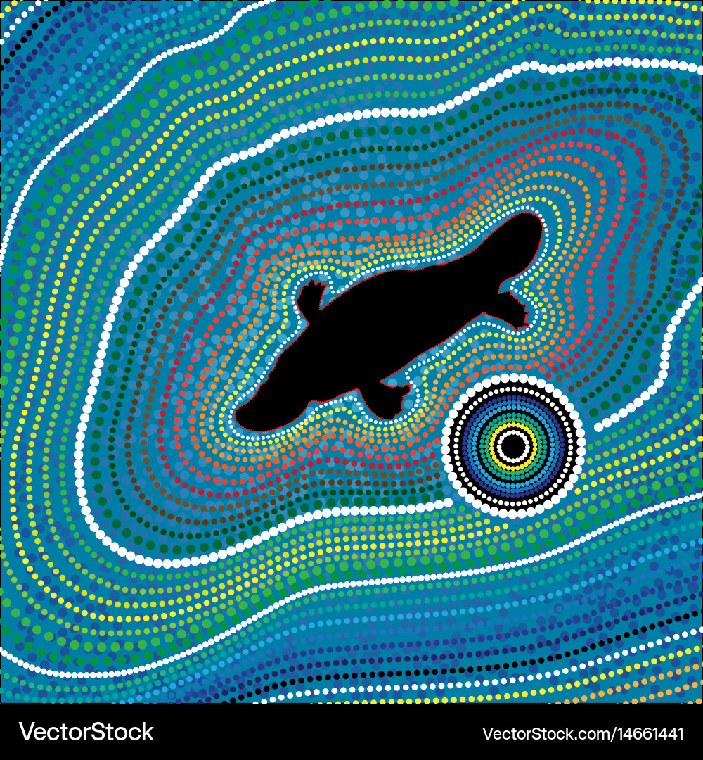 Aboriginal art background platypus Royalty Free Vector Image