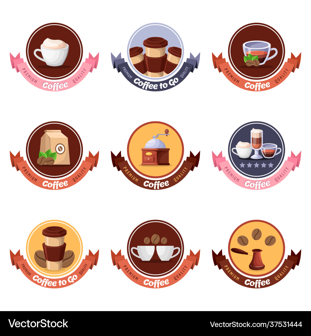 Coffee shop logo label sticker emblem Royalty Free Vector