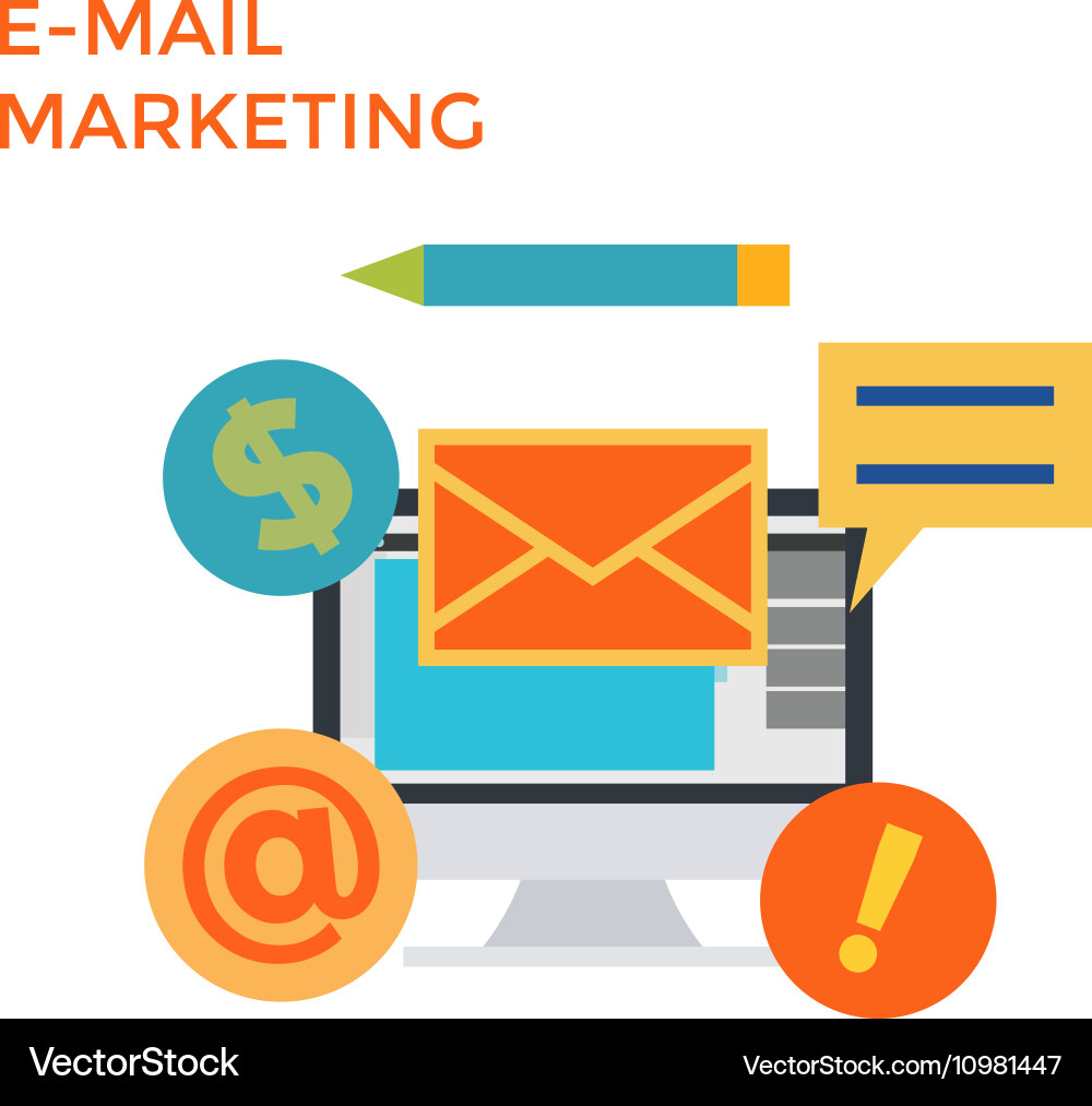 Flat design e-mail marketing Royalty Free Vector Image