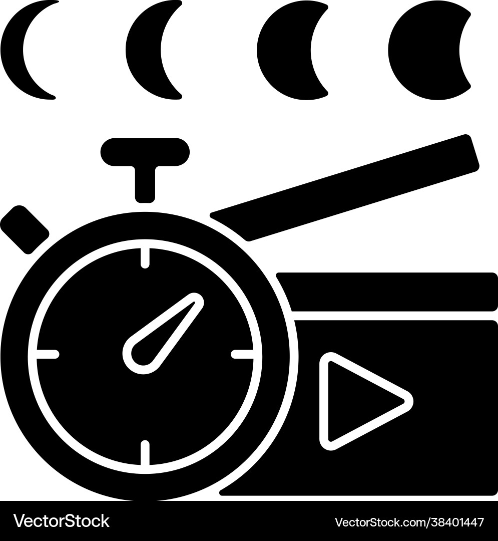 Time lapse videos black glyph icon Royalty Free Vector Image