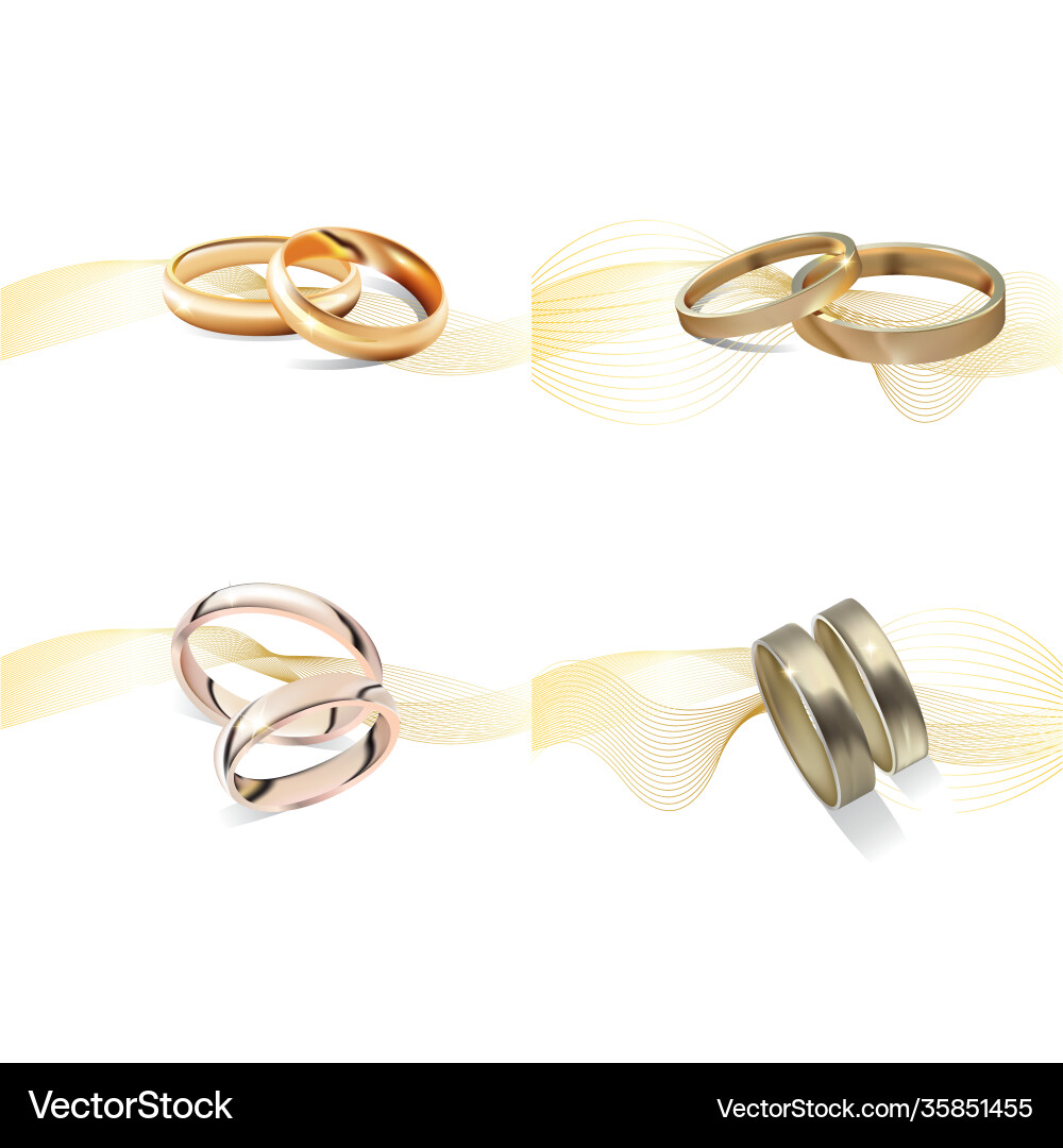 Set four pairs wedding rings Royalty Free Vector Image