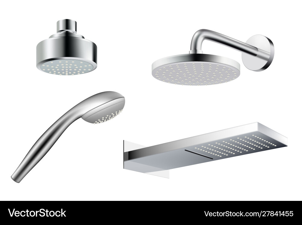 Shower realistic metallic head template Royalty Free Vector